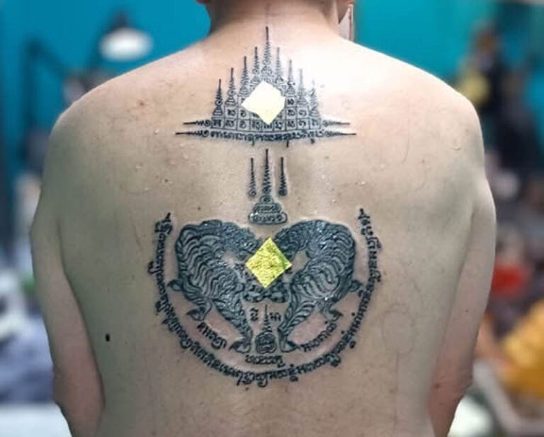 Sak Yant Tiger (The Twin Tigers Yantra) - Sak Yant Tattoo